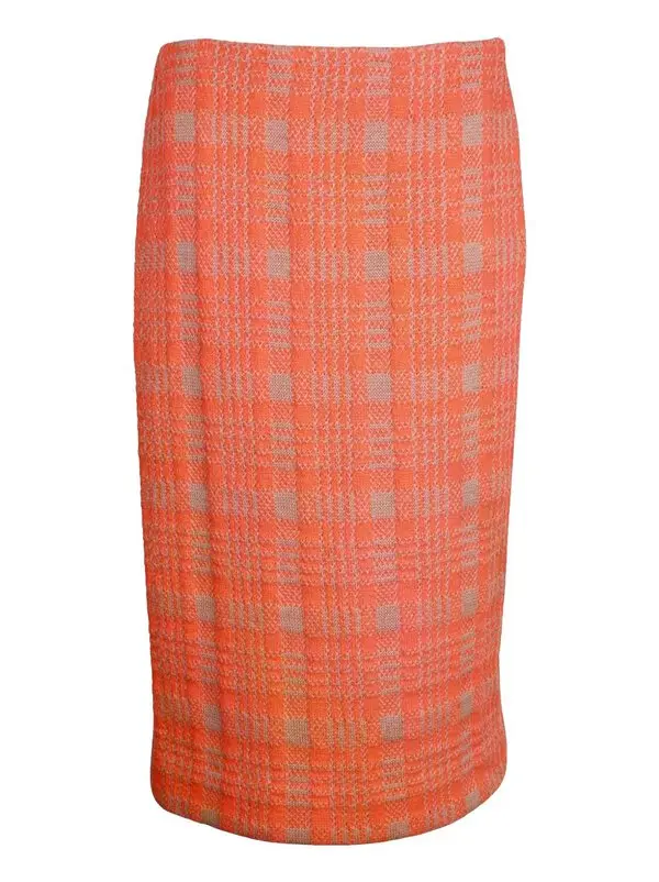 Dries Van Noten Check-pattern Wool Skirt - Orange