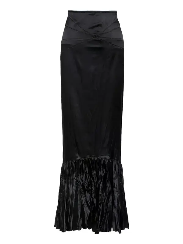 Roberto Cavalli Vintage Pleated Maxi Skirt - Black