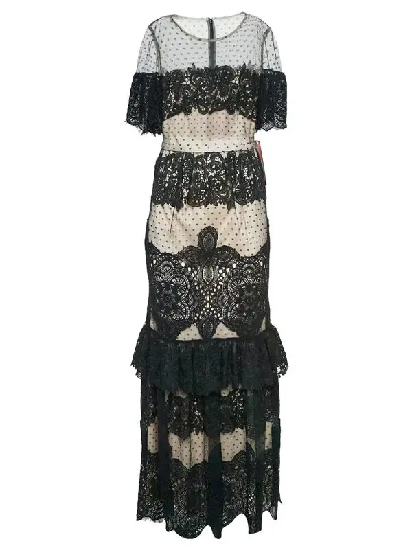 Monique Lhuillier Lace Tiered Dress - Black