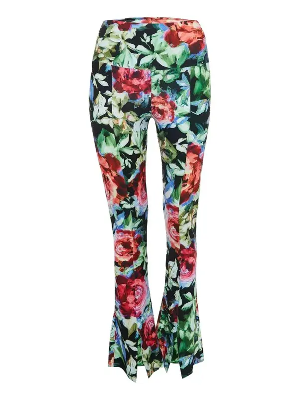 Norma Kamali Vintage Floral-print Trousers - Black