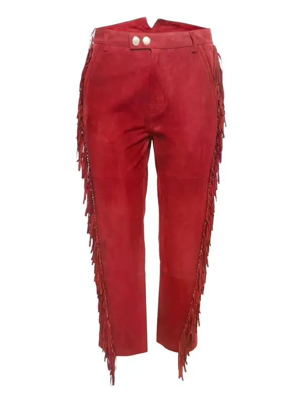 Zadig&Voltaire Fringed Suede Trousers - Red