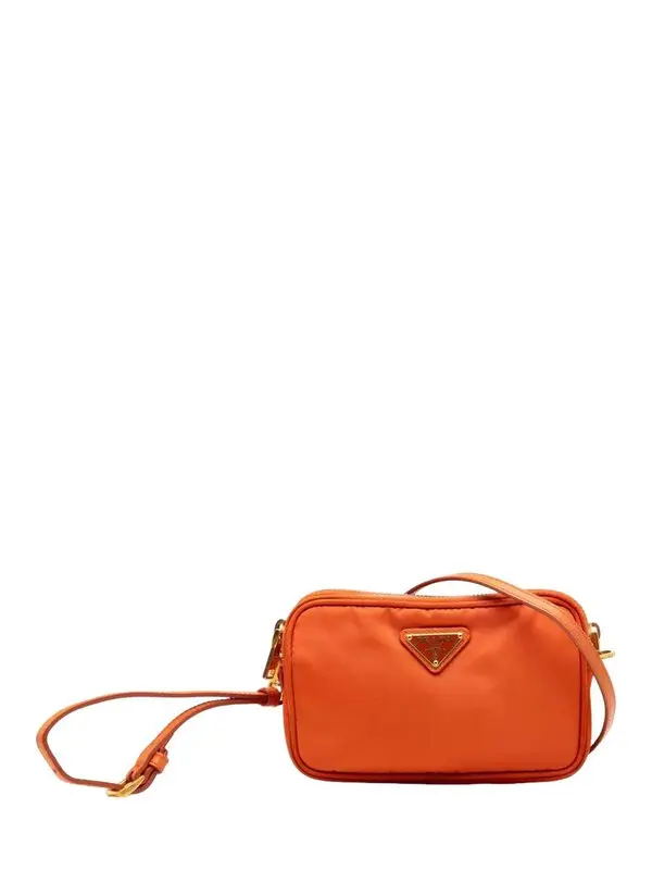 Prada Mini Tessuto Camera Crossbody Bag - Orange