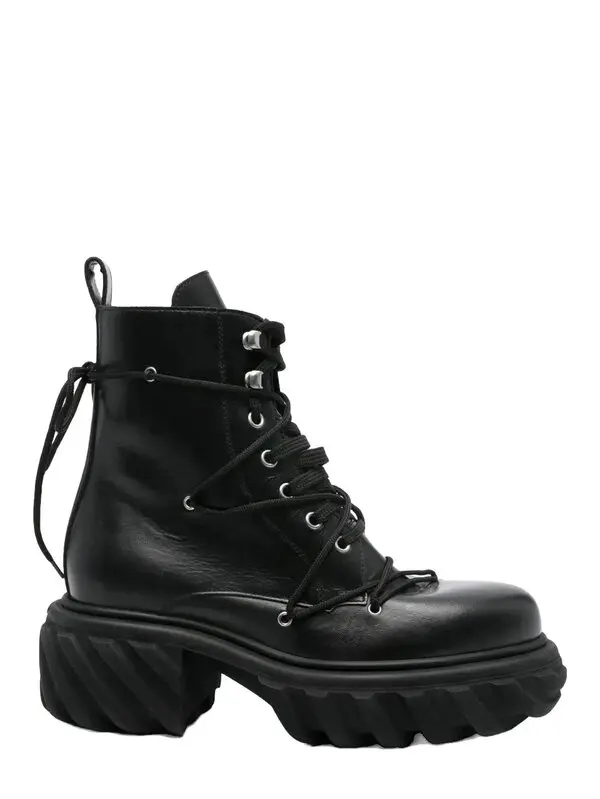 Off-White 65mm Leather Combat Boots - Black