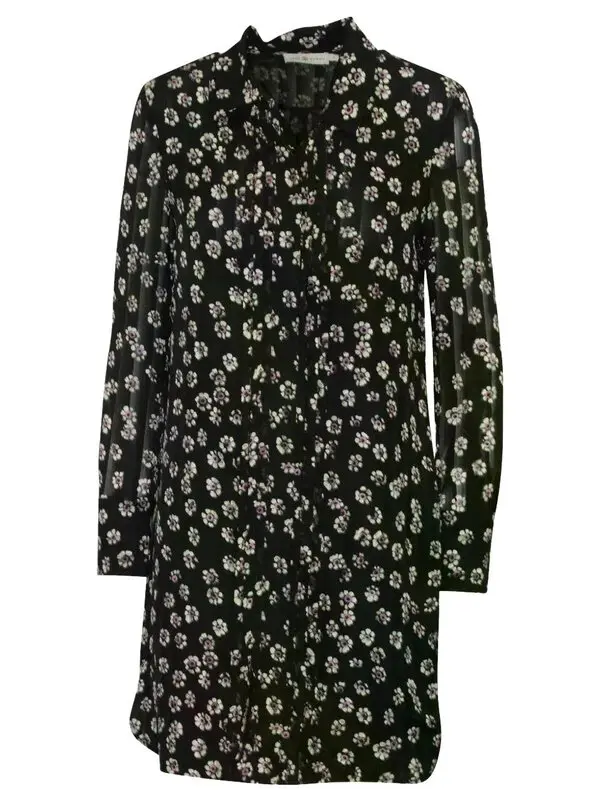 Tory Burch Avery Floral-print Shirt Mini Dress - Black