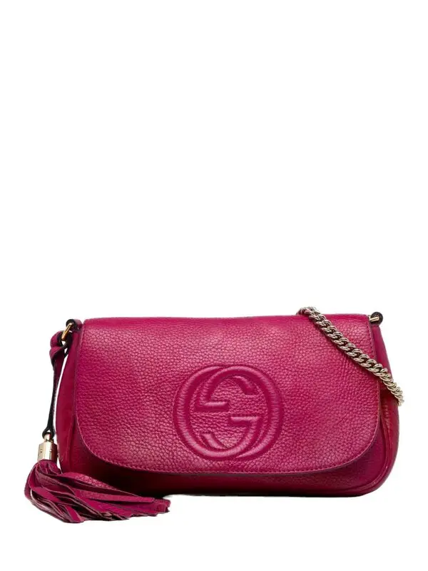 Gucci Medium Leather Soho Chain Flap Crossbody Bag - Pink