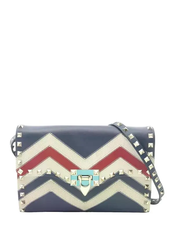 Valentino Garavani Rockstud Chevron Shoulder Bag - Blue