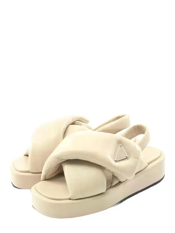 Prada 40mm Padded Platform Sandals - Neutrals