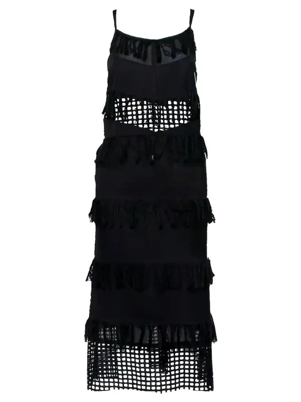 Sea Fringed Cutout Dress - Black