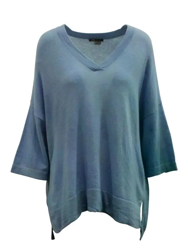 Vince V-neck Three-quarter Sleeve Top - Blue