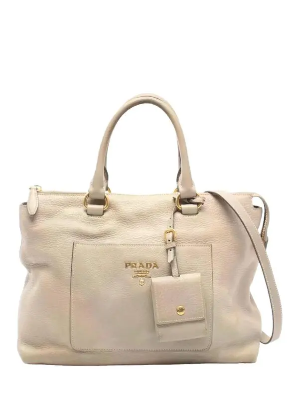 Prada 2000s Leather Tote Bag - Neutrals