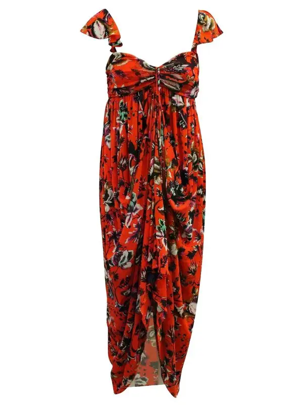 Diane Von Furstenberg Floral-print Draped Dress - Orange