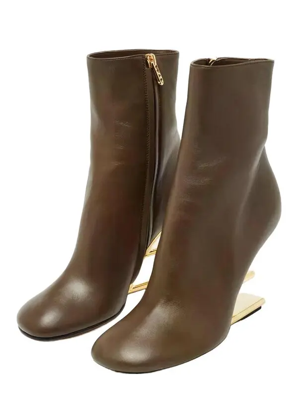 Fendi 90mm Leather Boots - Brown