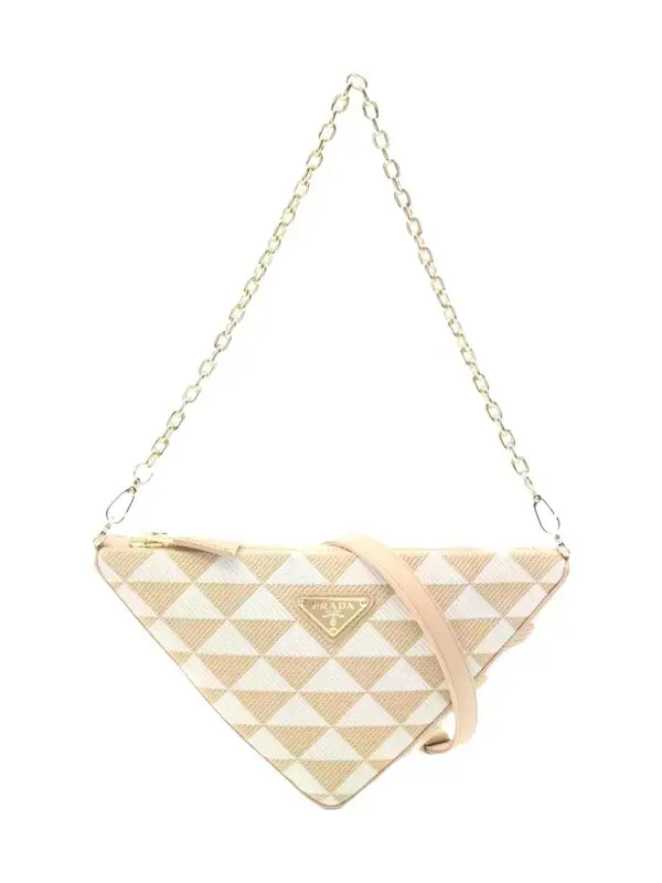 Prada 2010s Triangle-pattern Shoulder Bag - White