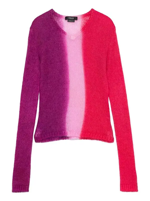 Versace 2000s Striped Mohair-blend Sweater - Pink