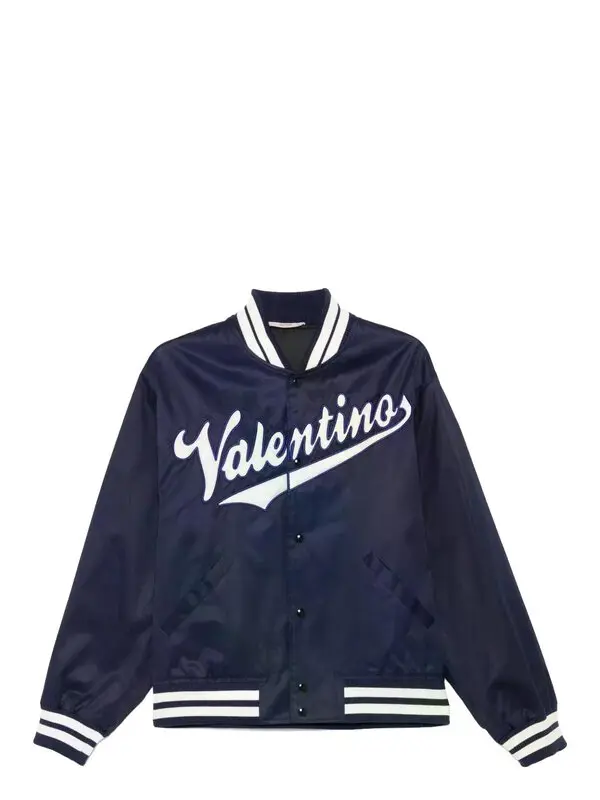 Valentino Garavani Embroidered Logo Bomber Jacket - Blue