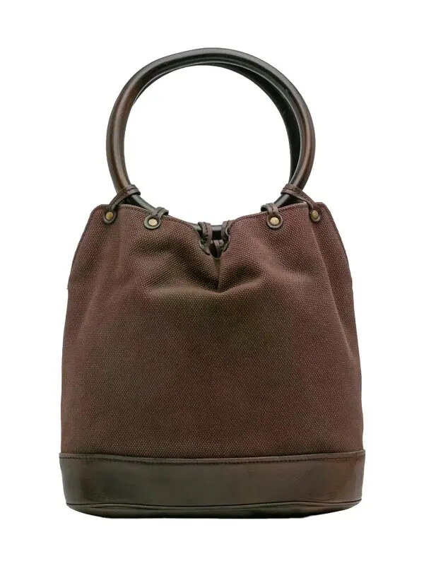 Gucci Canvas Ring Top Handle Bag - Brown