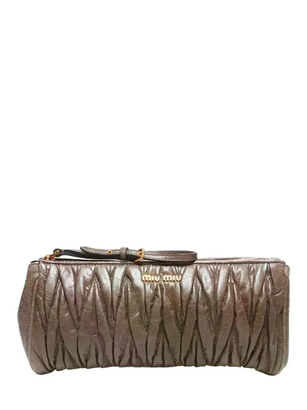 Miu Miu Matelassé Clutch Bag - Neutrals