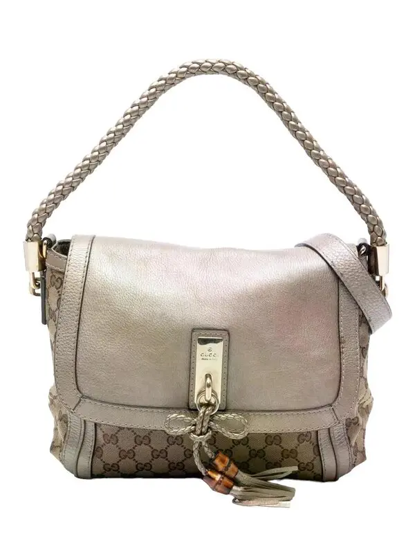 Gucci Gg Canvas Bella Flap Satchel - Brown
