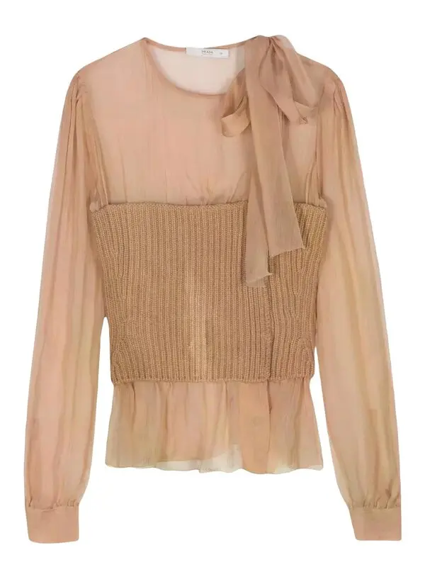 Prada 2010s Panelled Blouse - Neutrals