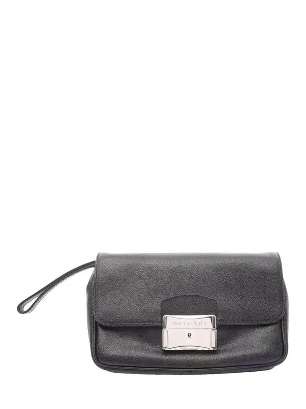 BVLGARI 2000 Leather Clutch Bag - Black