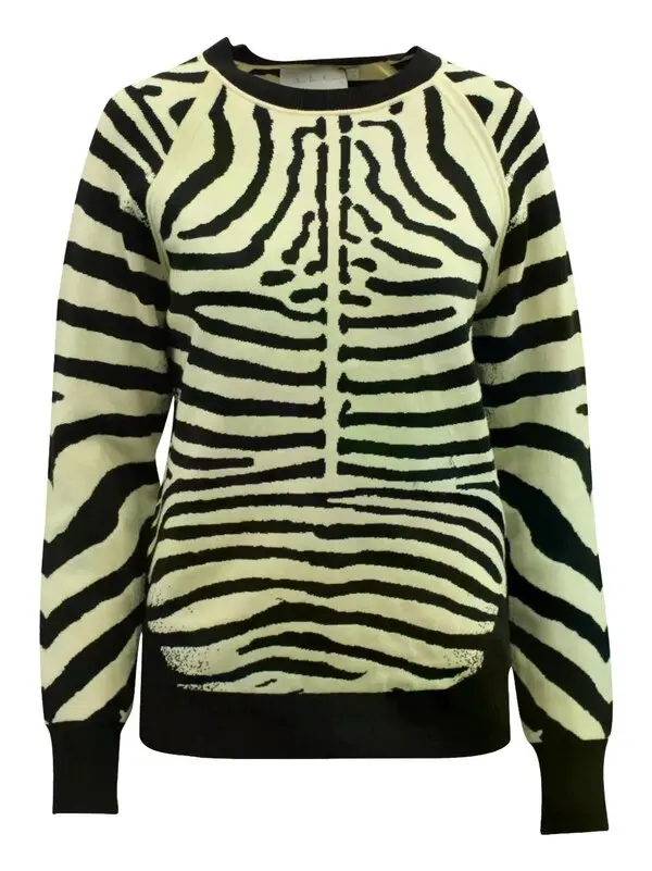 A.L.C. Rizzou Zebra-print Raglan-sleeve Sweatshirt - Black