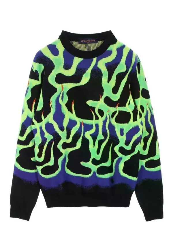 LOUIS VUITTON 2010s Flame-knit Wool Sweater - Black