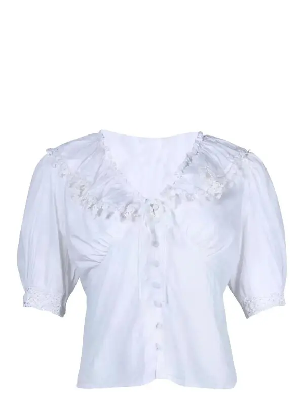 Rixo Rihanna Lace-trimmed Puff-sleeve Blouse - White