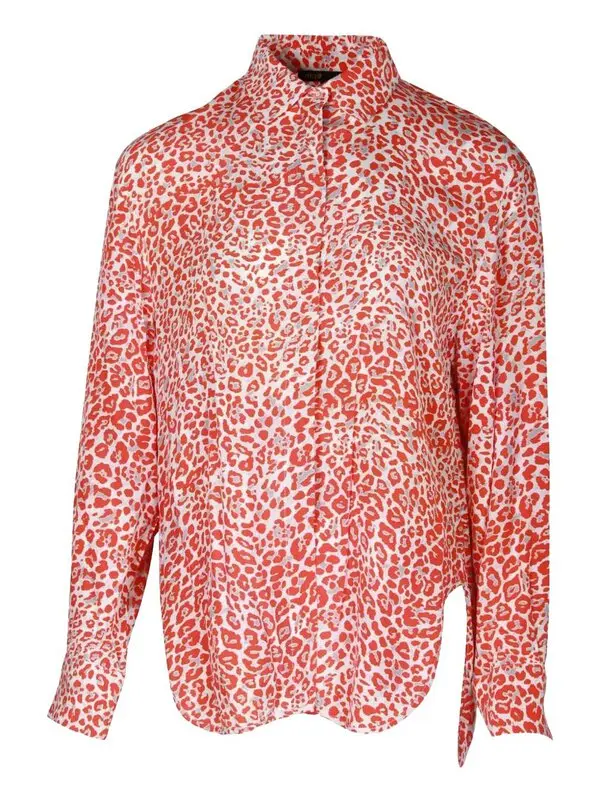 Maje Leopard-print Button-down Shirt - Orange