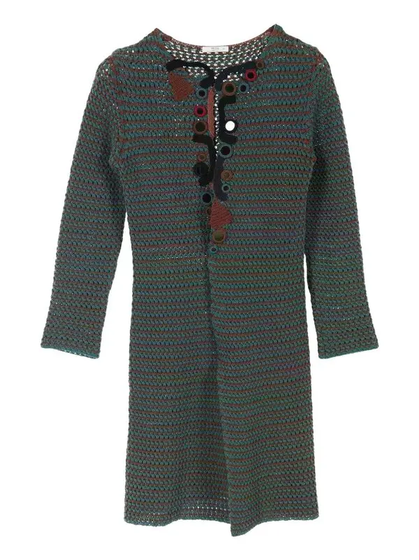 Prada 10s Knit Long Cardigan Top - Green