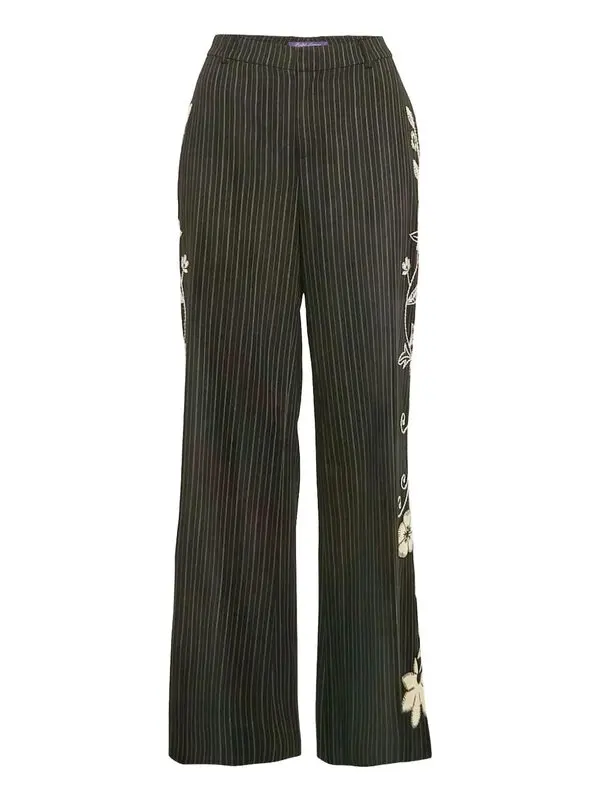 Polo Ralph Lauren Vintage Pinstripe Embroidered Trousers - Black