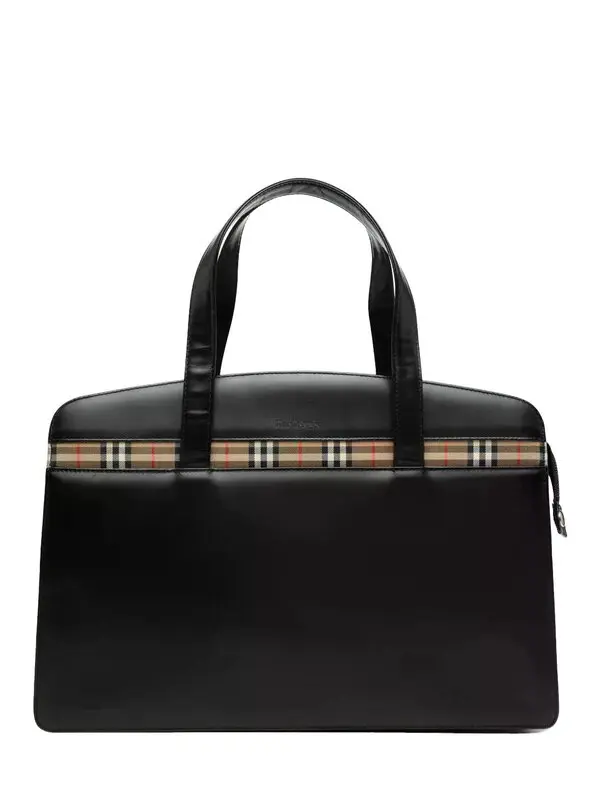 Burberry House Check Trimmed Leather Handbag - Black