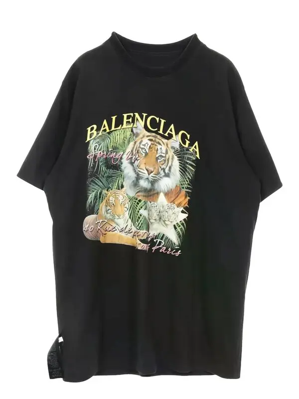 Balenciaga 2010s Tiger Crew Neck T-shirt - Black