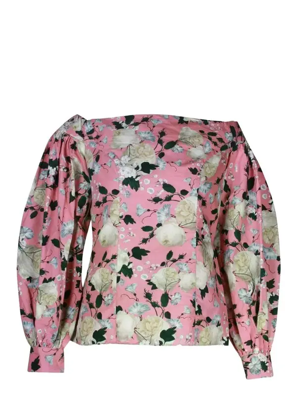 Erdem Floral-print Off-shoulder Top - Pink