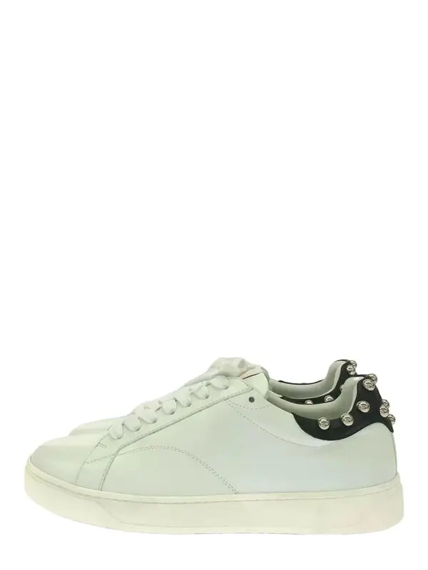 LANVIN Stud-embellished Lace-up Leather Sneakers - White