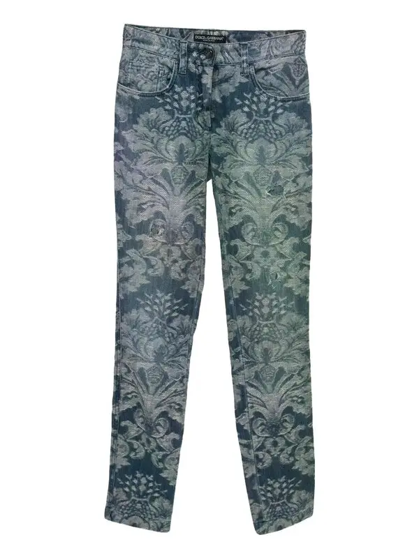 Dolce & Gabbana Floral-motif Straight-leg Jeans - Blue