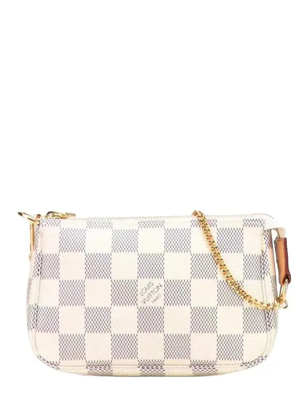 LOUIS VUITTON Damier Azur Mini Pochette Accessoires Handbag - White