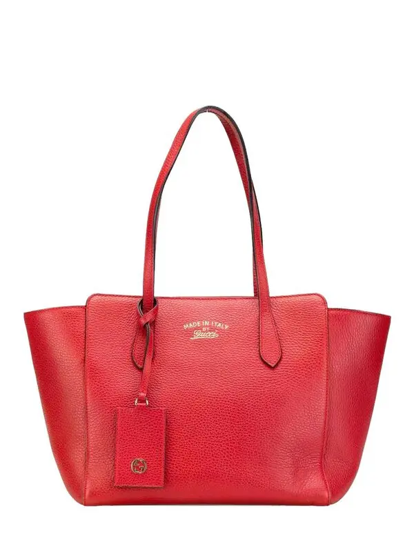 Gucci Medium Leather Swing Tote Bag - Red