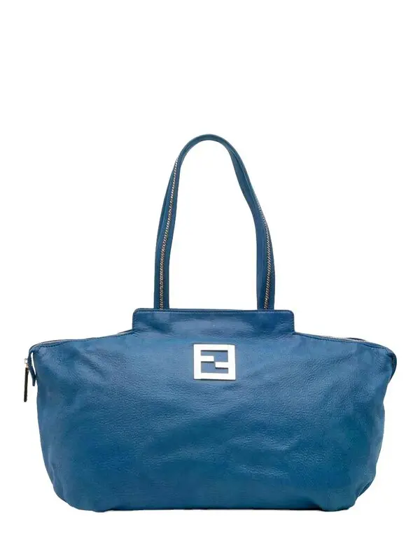 Fendi Ff Nubuck Chains Tote Bag - Blue