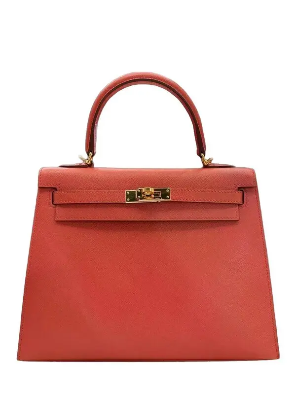 Hermès Kelly Sellier 25 Veau Madame Gold-hardware Handbag - Red