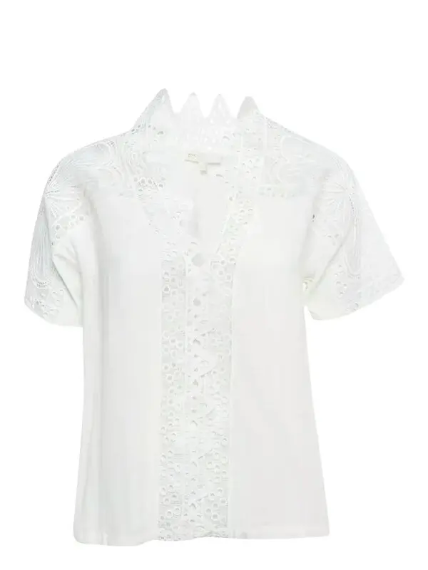 Maje Lace Ruffles Blouse - White