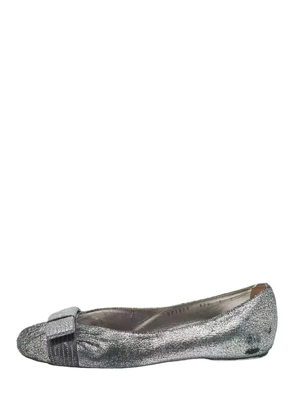 FERRAGAMO Metallic-effect Ballet Flats - Silver