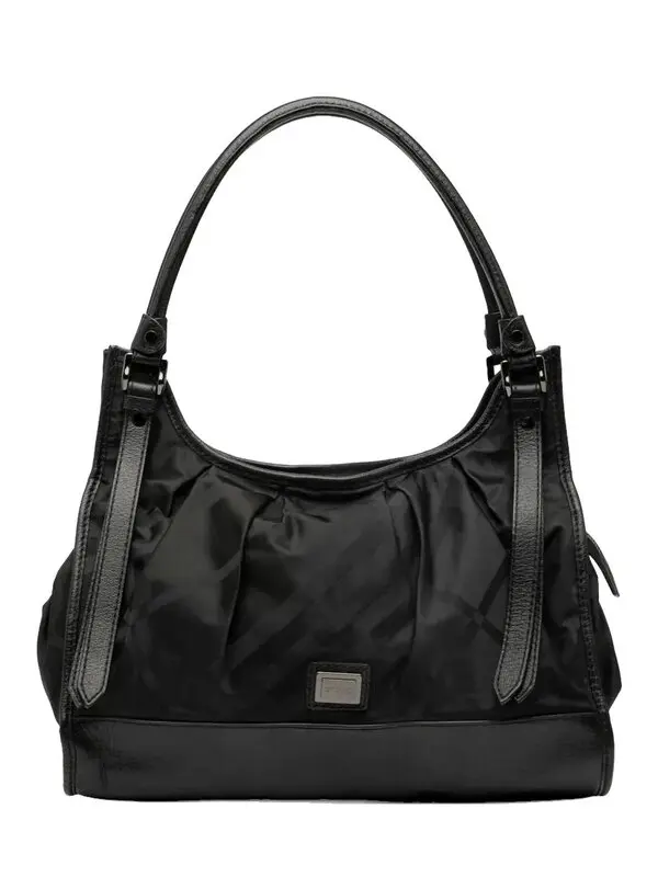 Burberry Tonal Check Nylon Shoulder Bag - Black