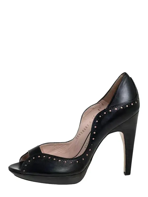 FERRAGAMO 120mm Peep-toe Scalloped Pumps - Black