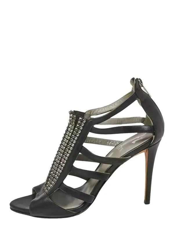 GINA 95mm Crystal-embellished Strappy Sandals - Black