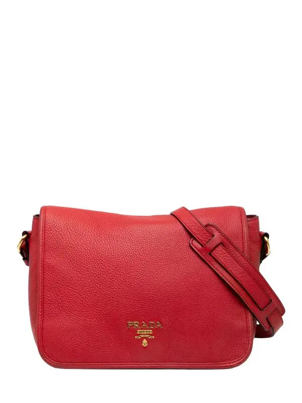 Prada Vitello Phenix Flap Crossbody Bag - Red