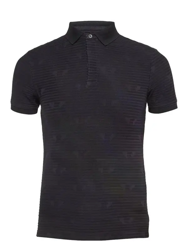 Emporio Armani Patterned-jacquard Polo Shirt - Blue