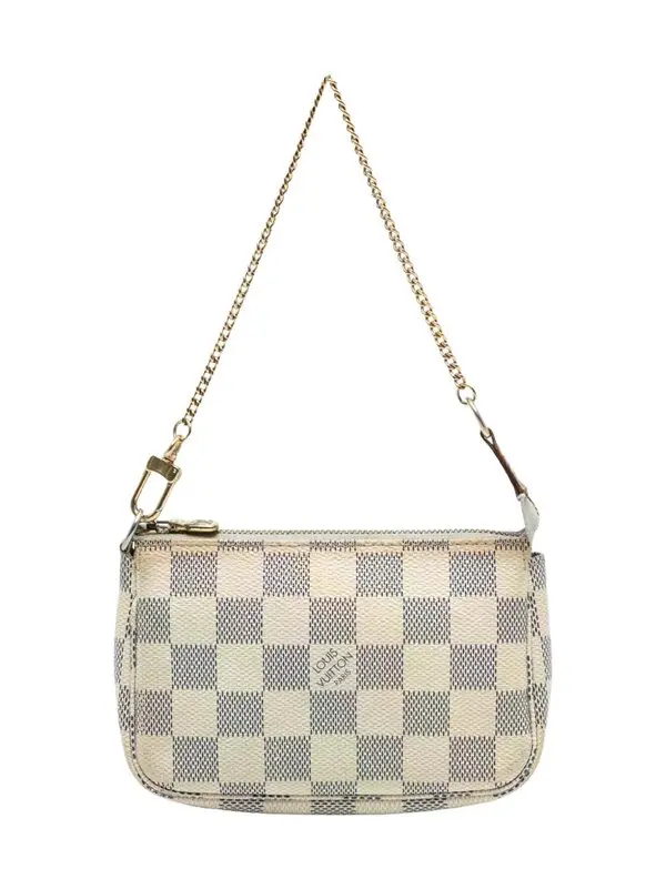 LOUIS VUITTON Damier Azur Mini Pochette Accessoires Handbag - White
