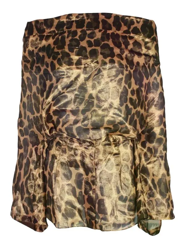 Michael Kors Leopard-print Off-shoulder Blouse - Brown
