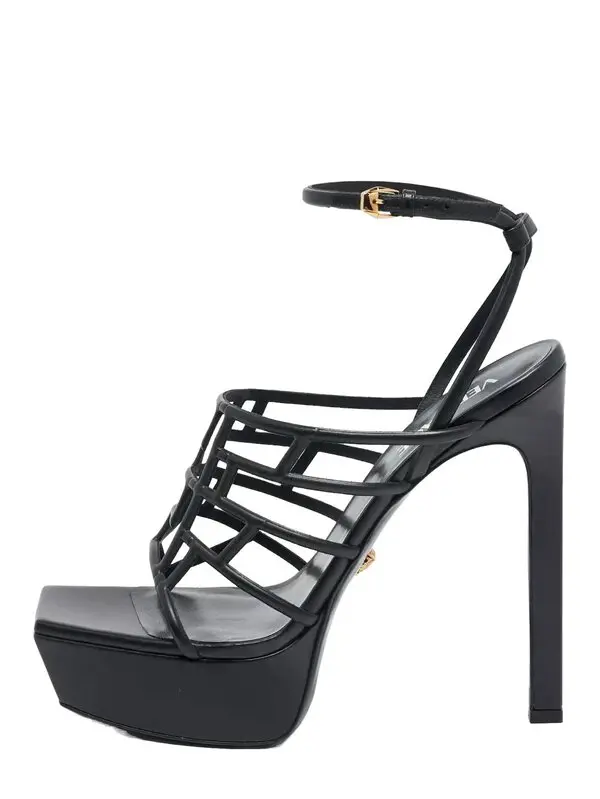 Versace 160mm Leather Heeled Sandals - Black