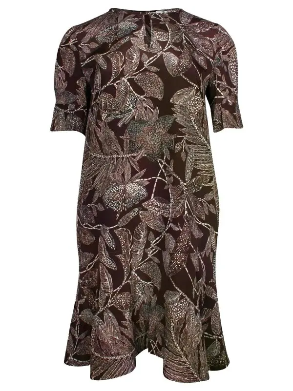 Chloé Floral-print Flared Dress - Brown
